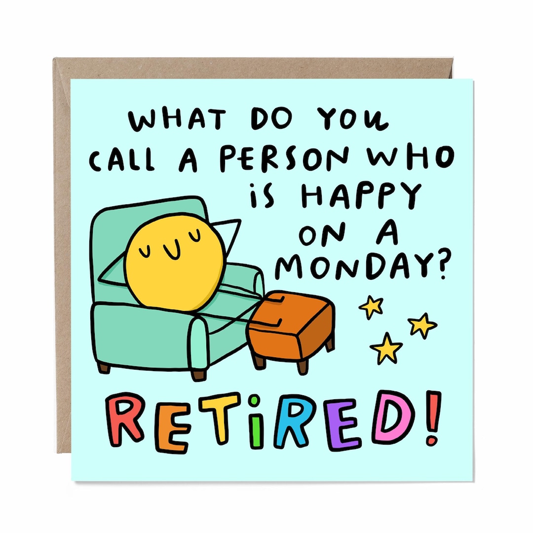 Happy on a Monday Retirement Card, Funny Retirement Card, Personalised ...