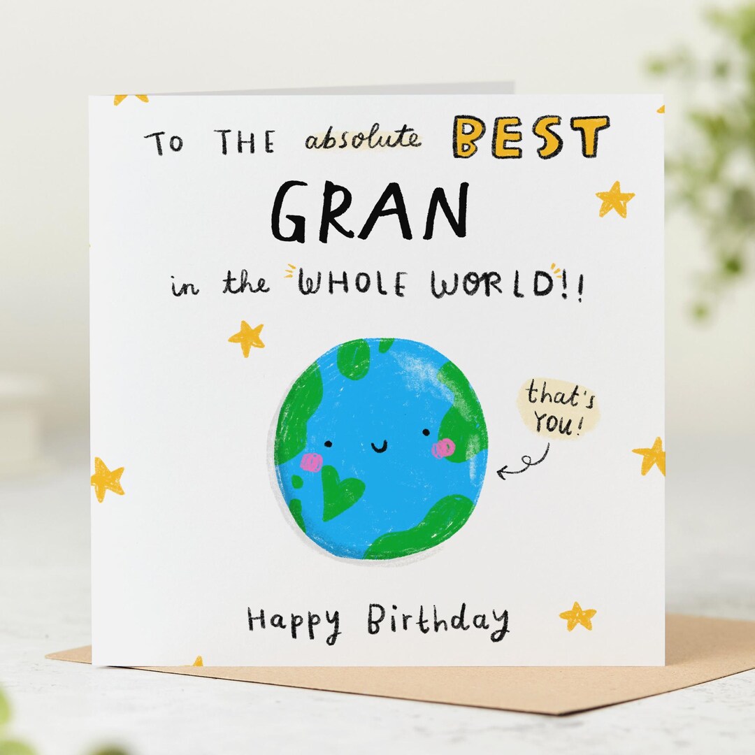Best Gran in the World Birthday Card, Absolute Best Gran, Cute Birthday ...