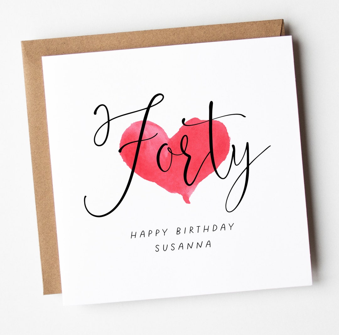 Personalised 40th Birthday Card Happy 40th Birthday Red - Etsy