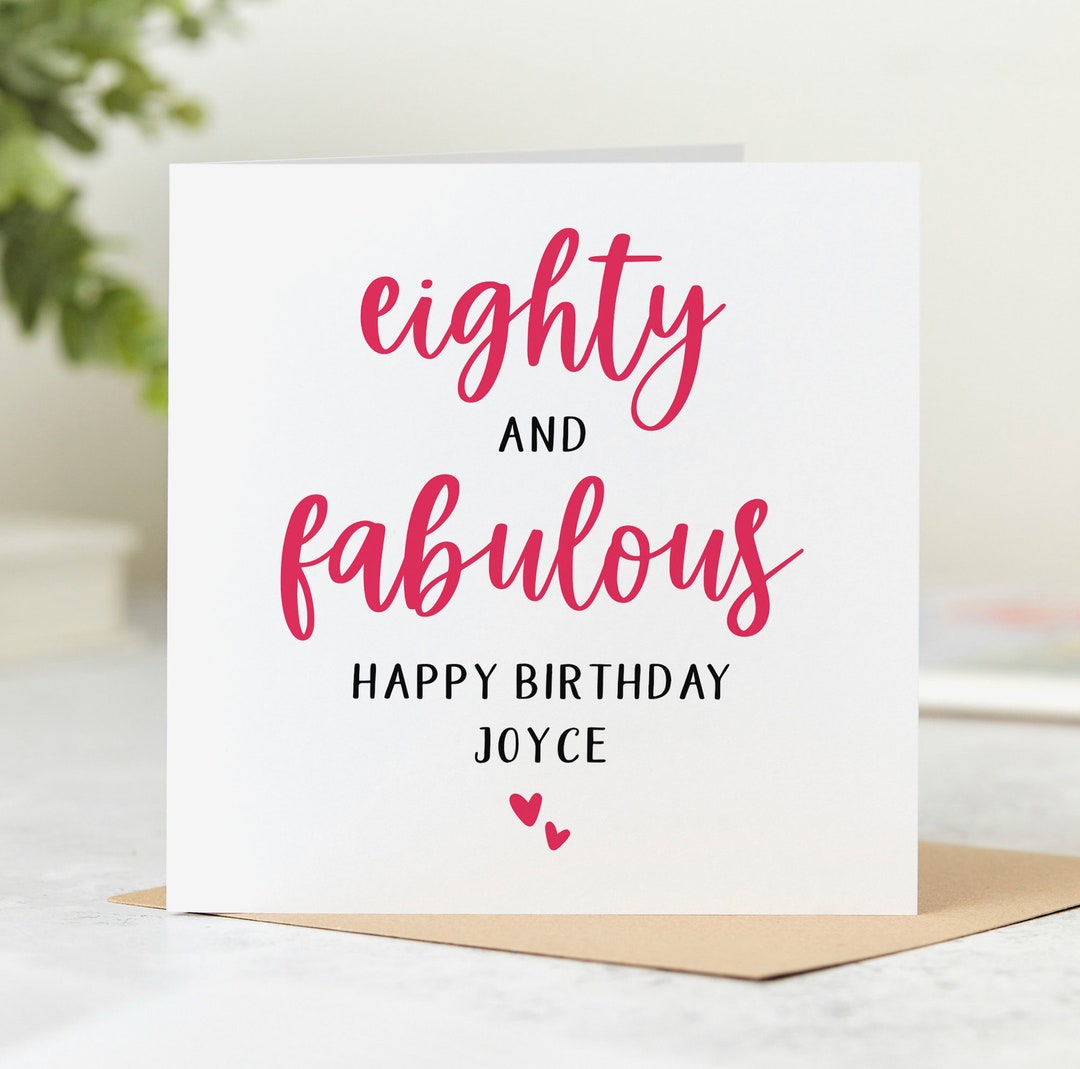 Eighty and Fabulous Birthday Card 80th Birthday Card Personalised Card ...