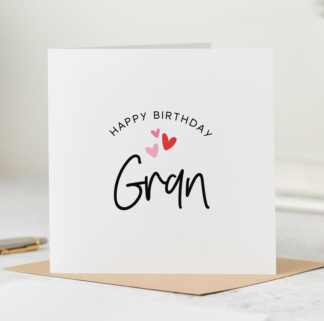 Happy Birthday Gran Gran Birthday Card Hearts Personalised Card - Etsy