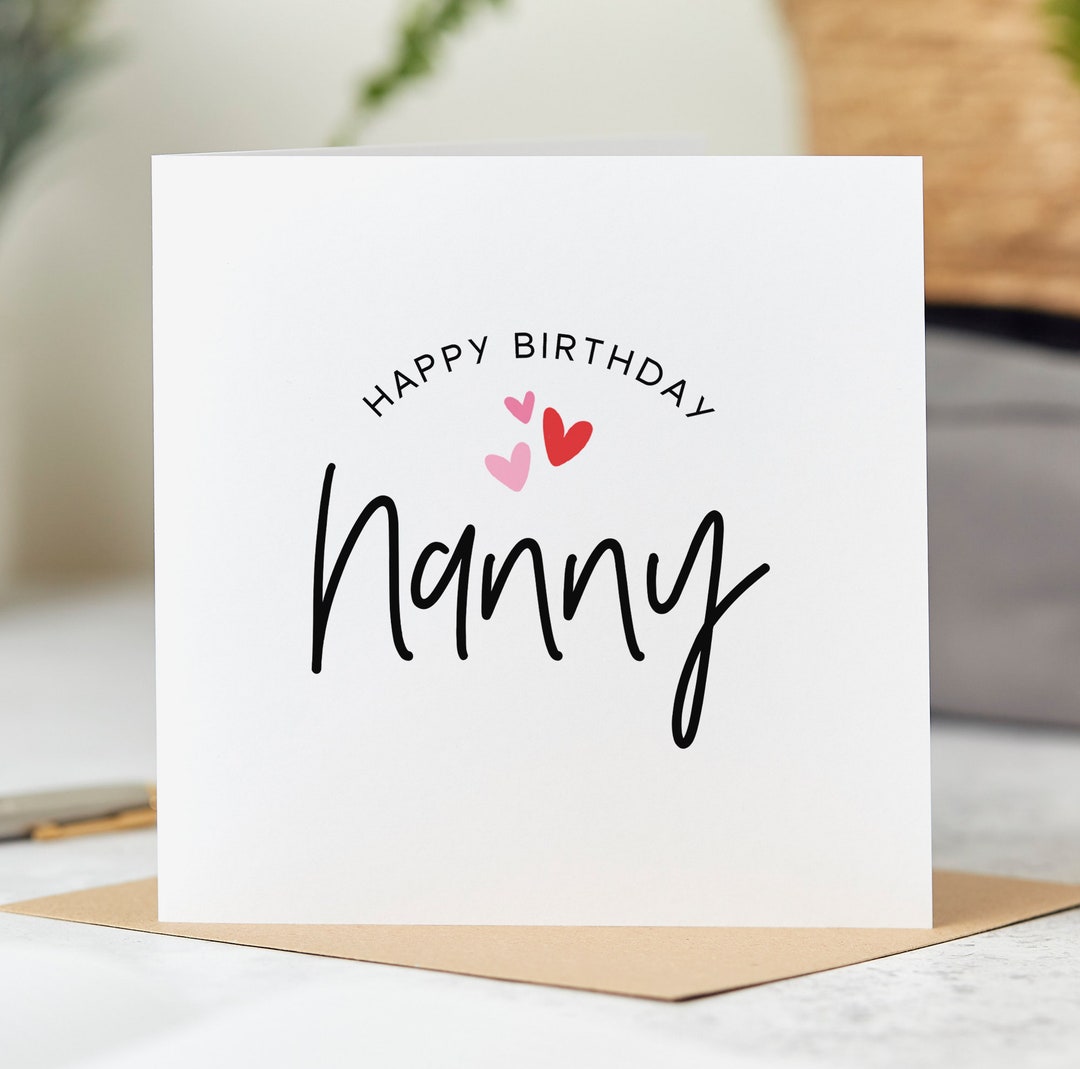 Happy Birthday Nanny Nanny Birthday Card Hearts Personalised Card - Etsy