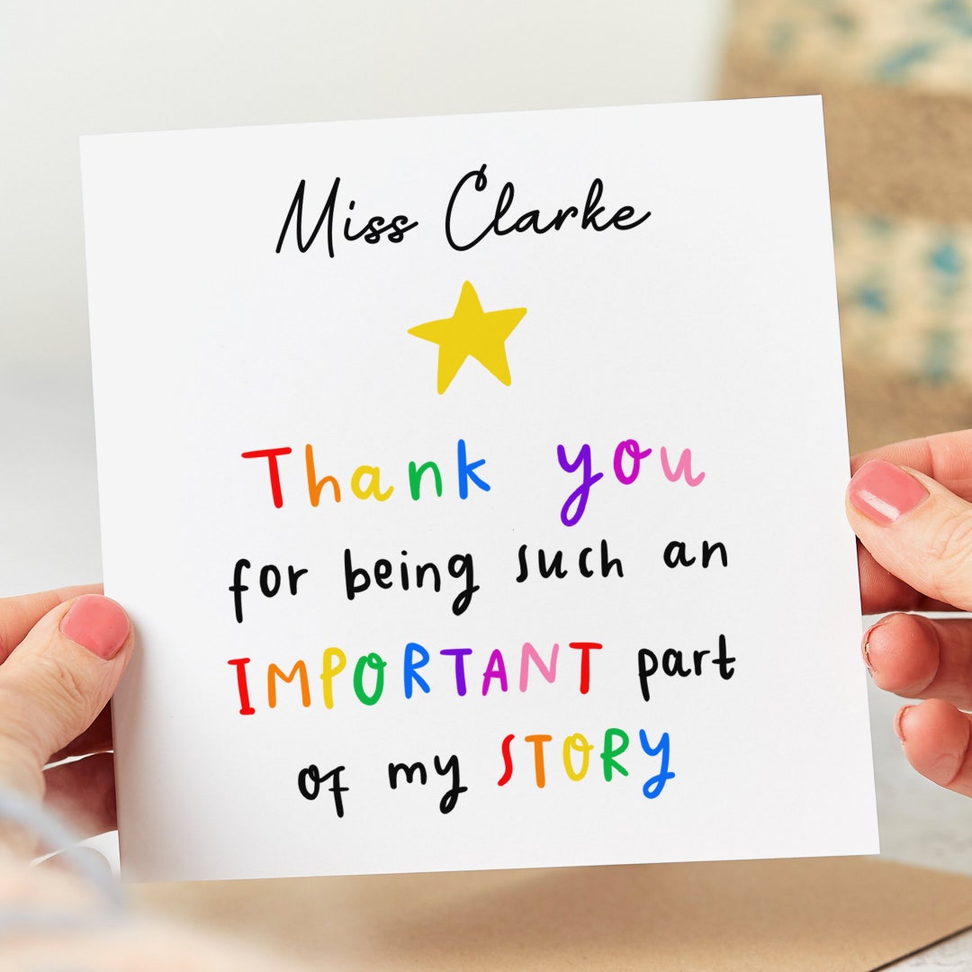 Personalised Thank You Card, Thank You for Being Part of My Story Card ...