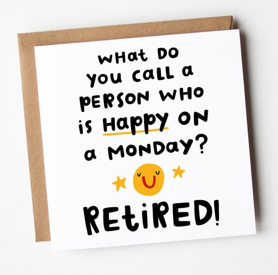 Funny Retirement Card Happy on A Monday Retirement Card Work | Etsy