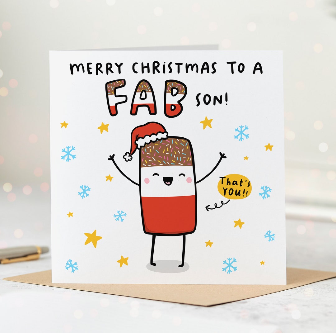 Fab Son Christmas Card, Funny Christmas Card for Son, Personalised Card ...