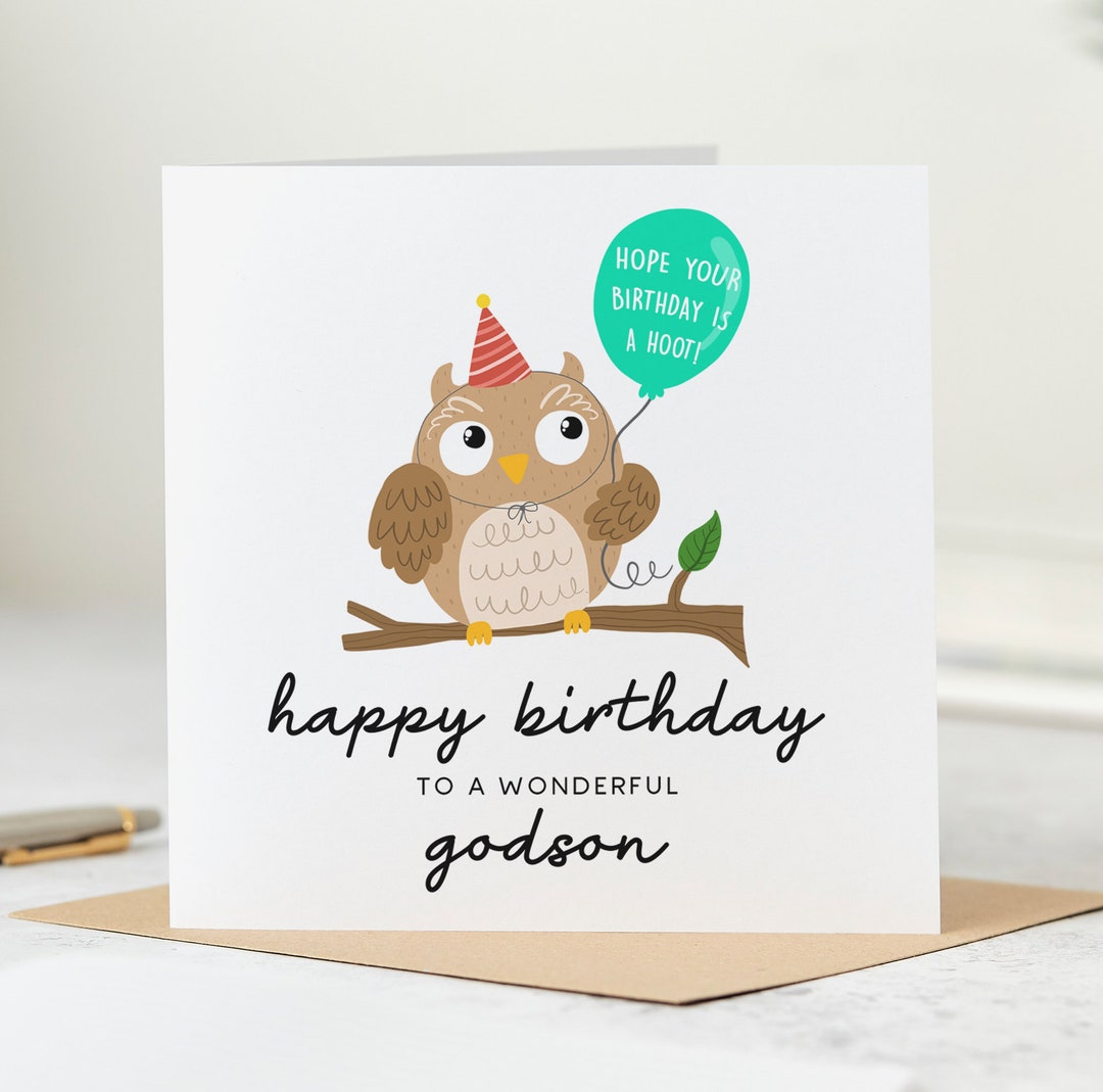 Wonderful Godson Birthday Card Hope Your Birthday is A Hoot - Etsy