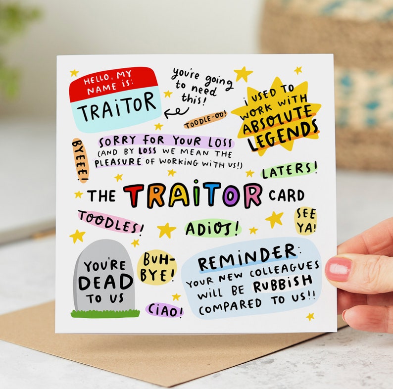 The Traitor Card - Funny New Job Leaving Card - Personalised Card - Etsy