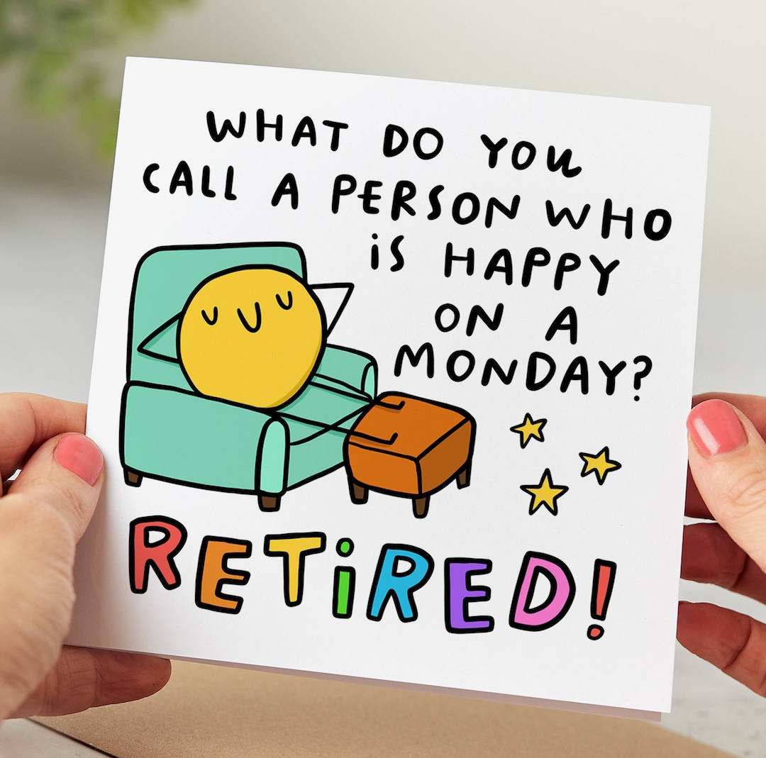 Happy on A Monday Retirement Card, Funny Retirement Card, Joke, Work ...
