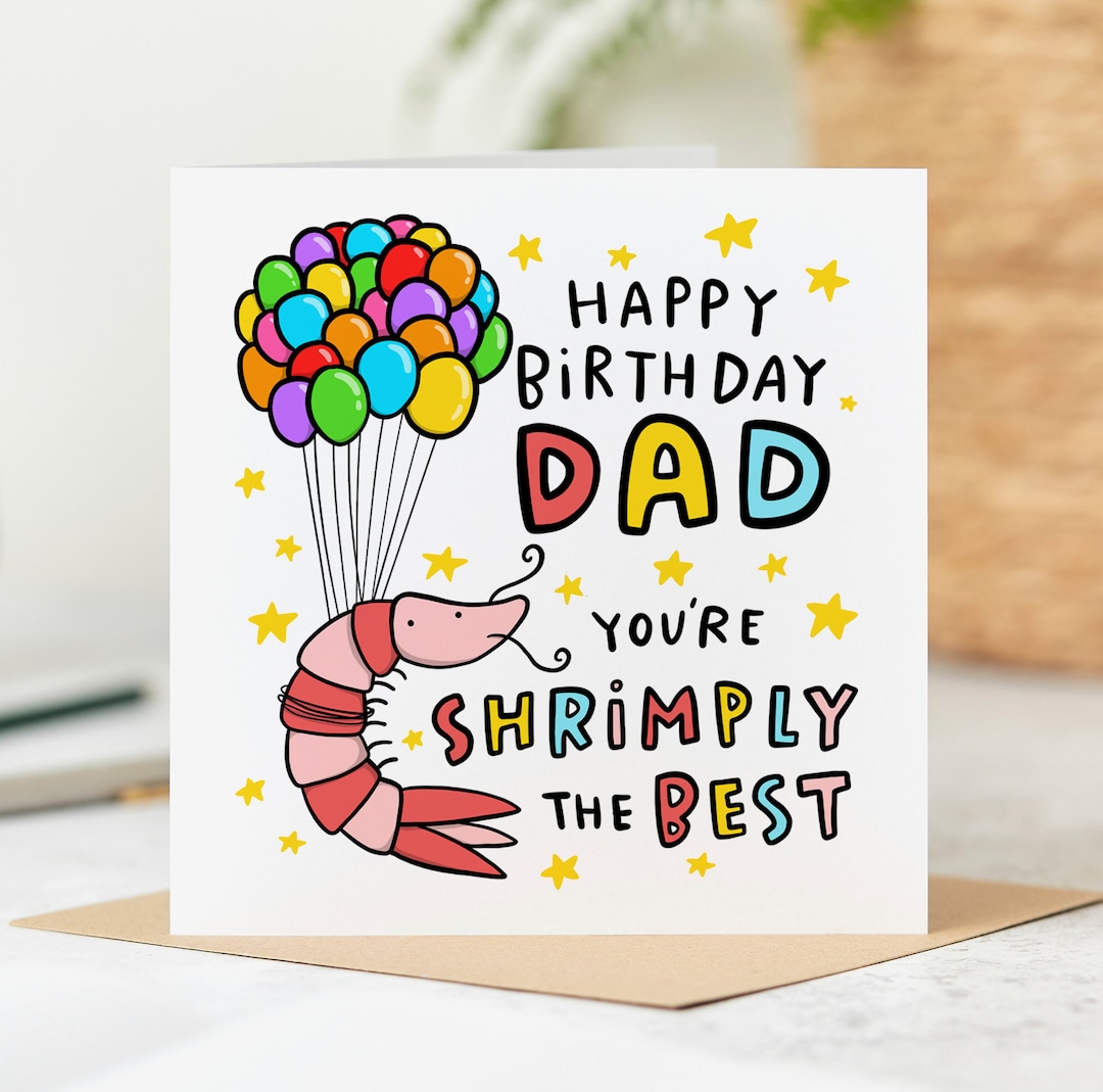 Funny Dad Birthday Card, Dad You're Shrimply the Best, Simply the Best ...