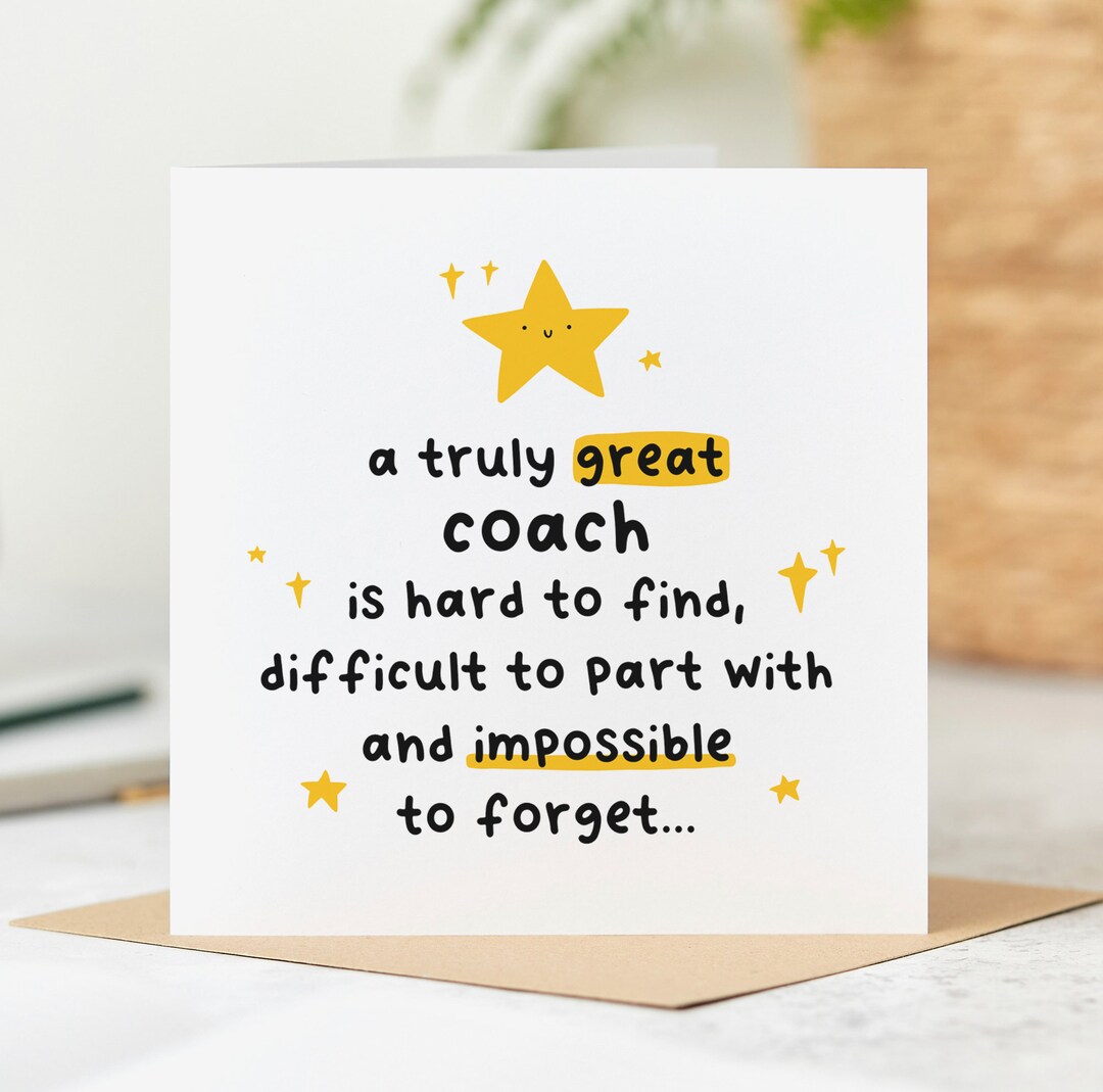 A Truly Great Coach is Hard to Find - Thank You Card, Leaving Work ...