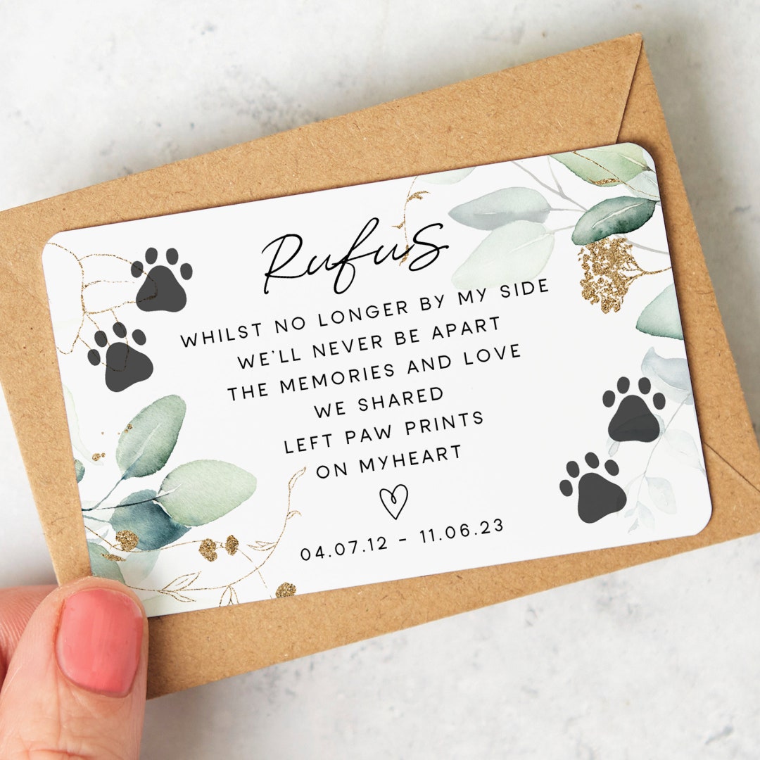 Pet Memorial Poem Wallet Card Personalised Keepsake Pet - Etsy