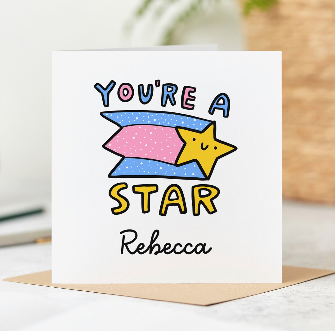 Personalised Card, You're A Star Thank You Card, Congratulations Card ...