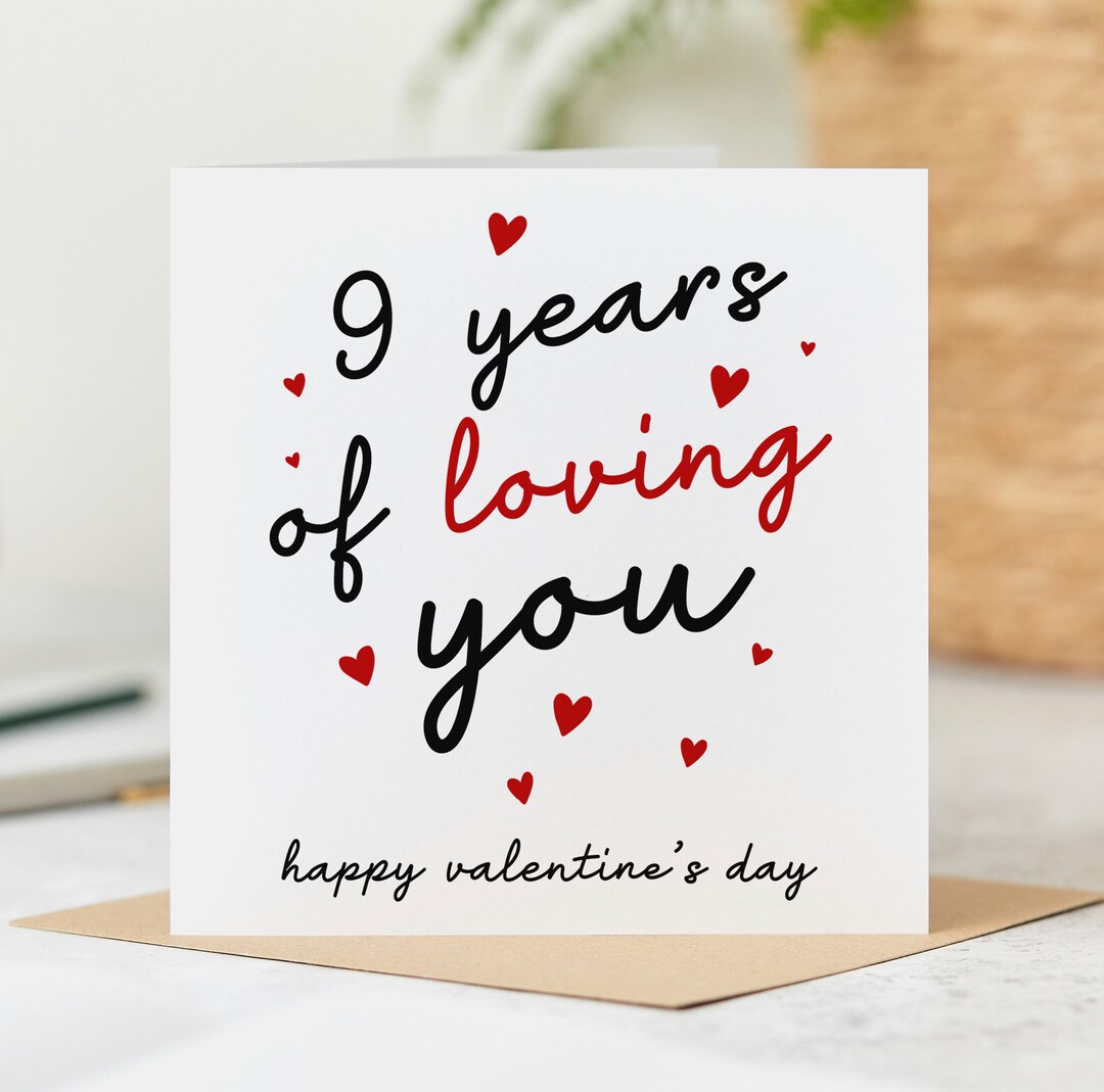 9 Years of Loving You, Valentine's Day Card, Nine Years Together ...