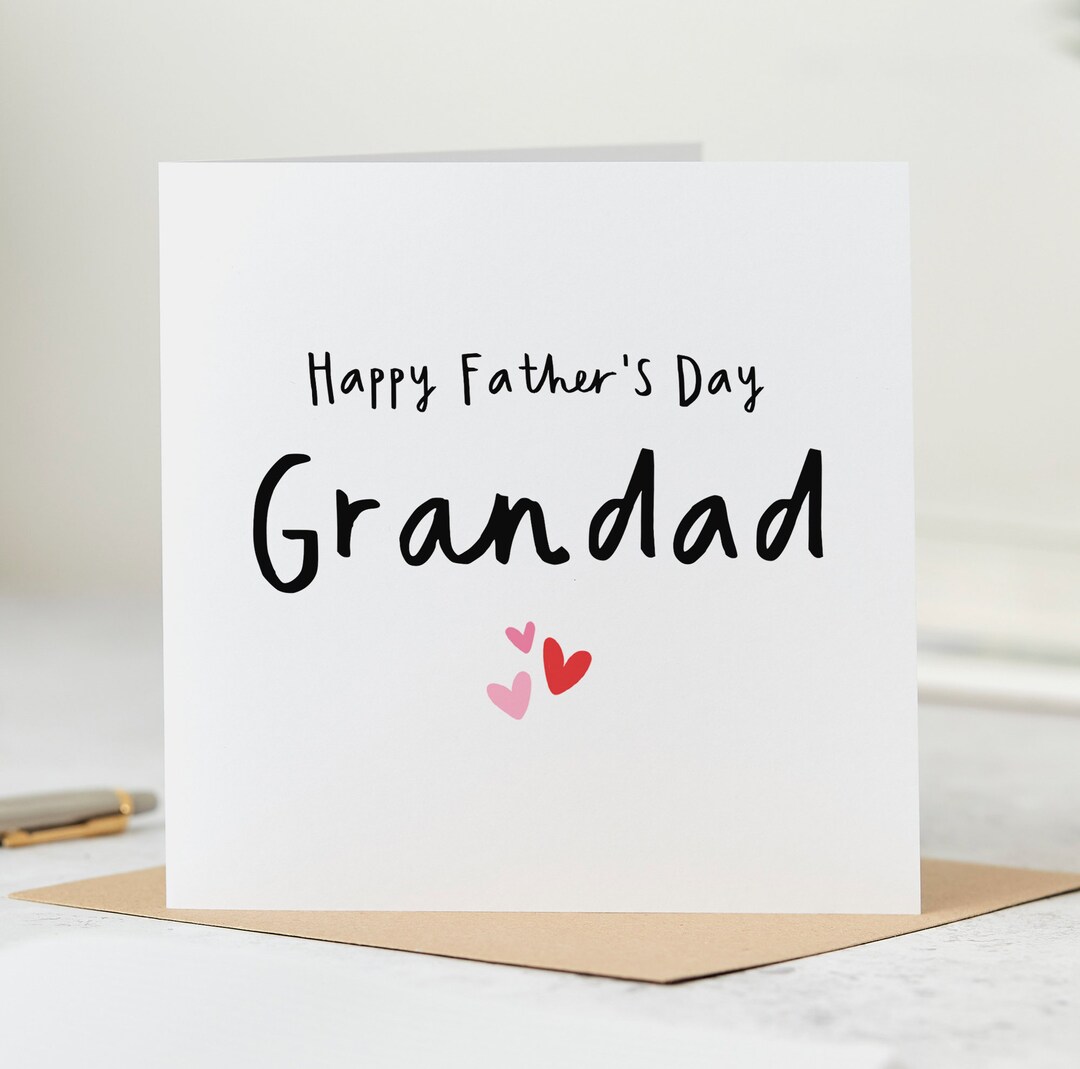 Happy Father's Day Grandad Card Grandad Father's Day Card Hearts ...