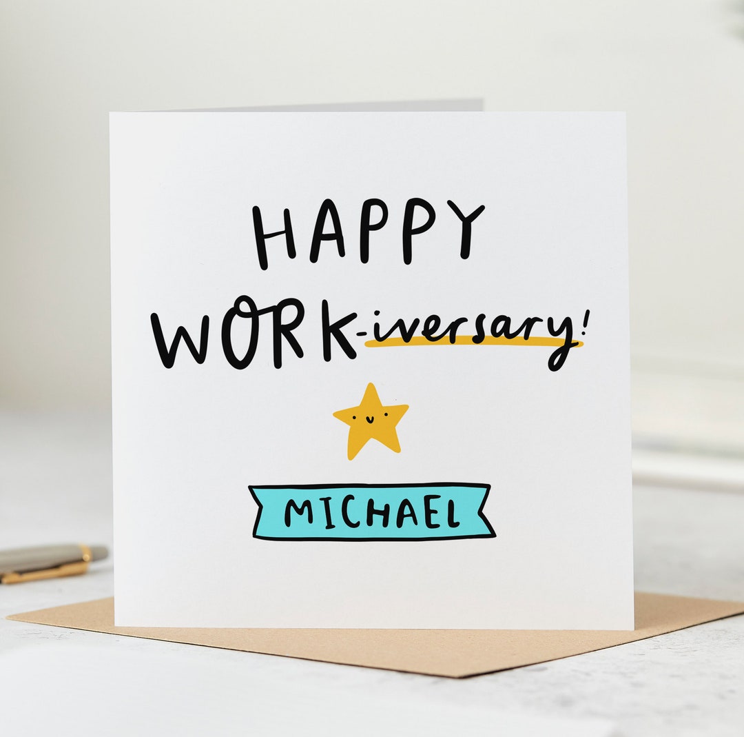 Funny Work Anniversary Card, Happy Work-iversary Card, Personalised ...