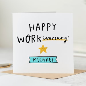 Funny Work Anniversary Card, Happy Work-iversary Card, Personalised ...