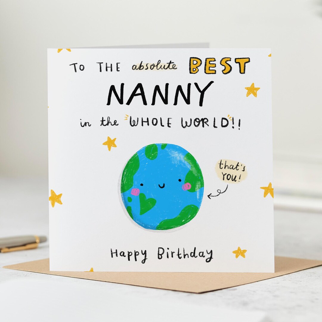 Best Nanny in the World Birthday Card, Absolute Best Nanny, Cute ...