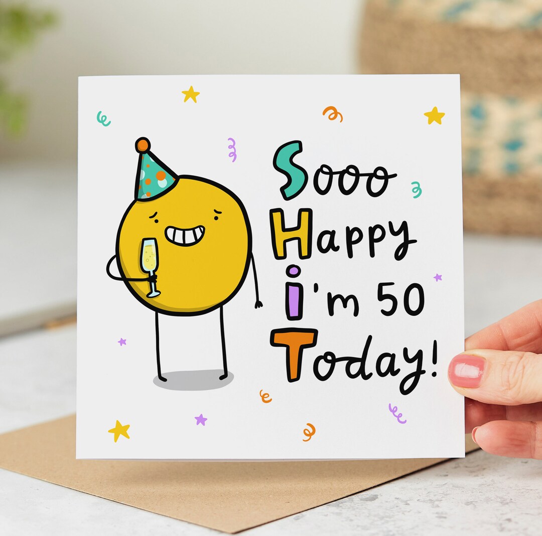 Funny 50th Birthday Card - so Happy I'm 50 Today - Personalised Card - Etsy
