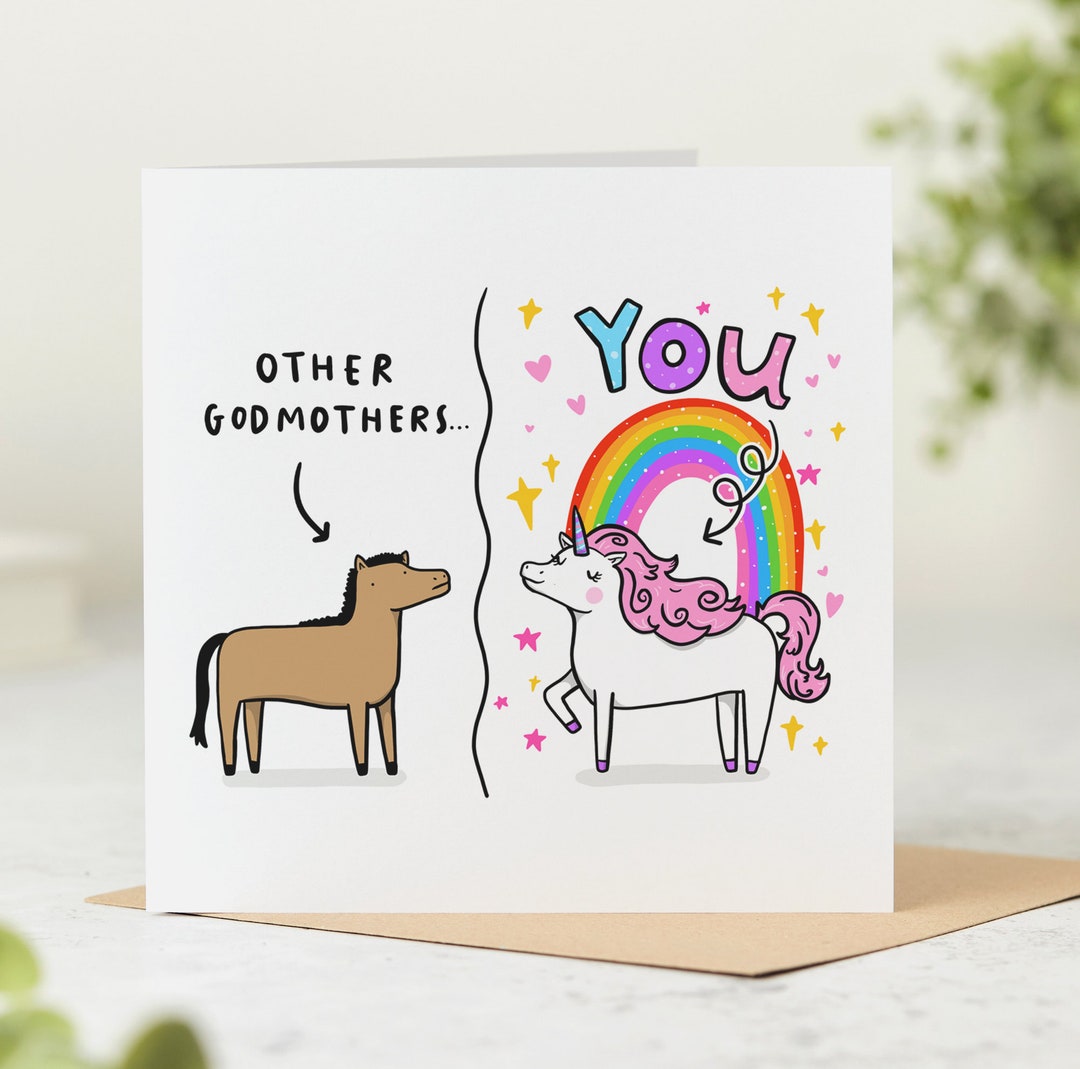 Funny Godmother Card Godmother Birthday Card Unicorn Card