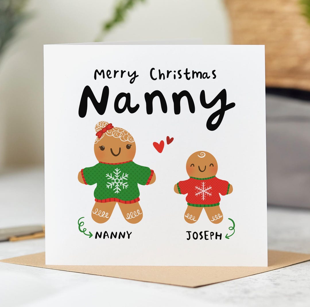 Merry Christmas Nanny - Personalised Christmas Card for Grandmother ...