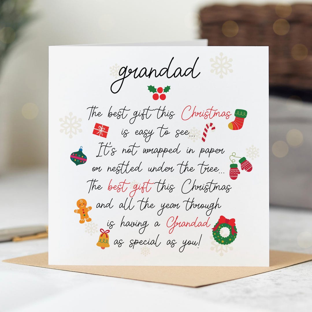 Grandad Christmas Card, the Best Gift is You Christmas Card, Cute ...