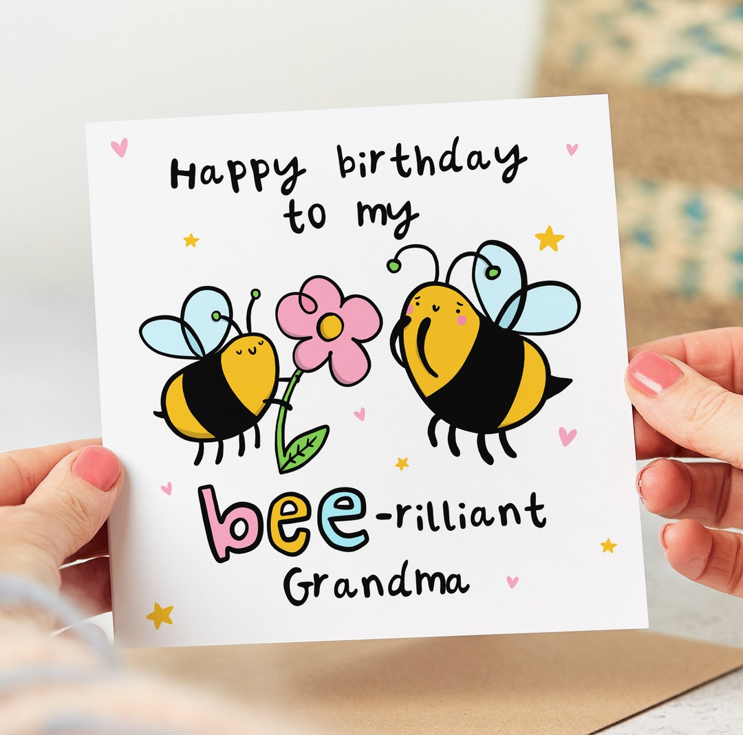My Bee-rilliant Grandma - Funny Birthday Card for Grandma - Personalised Card - Etsy
