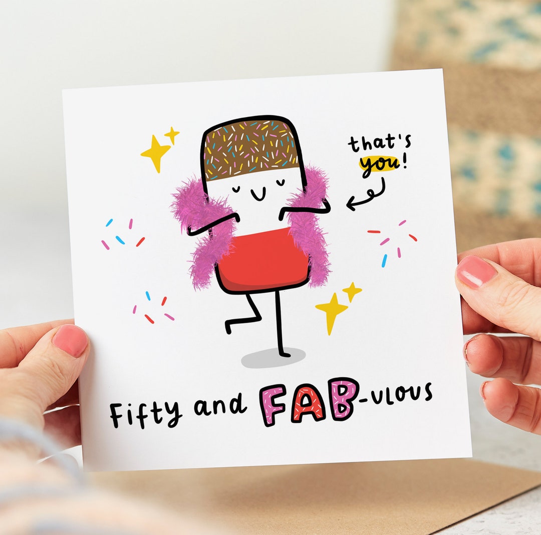 Fifty and Fabulous Birthday Card, Funny 50th Birthday Card, 50 and Fab ...