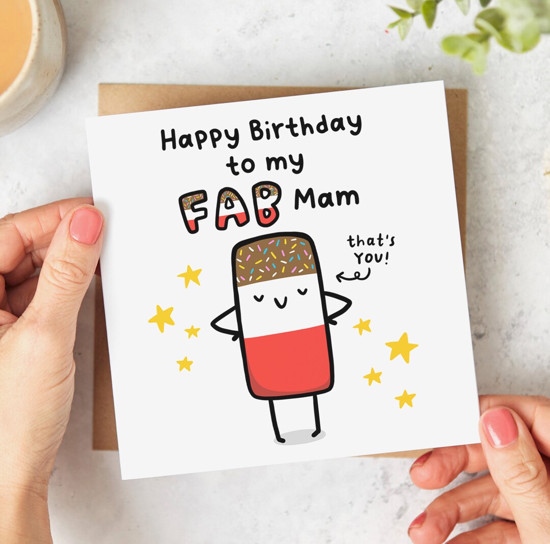 Fab Mam Birthday Card, Funny Birthday Card, Happy Birthday to My Fab ...