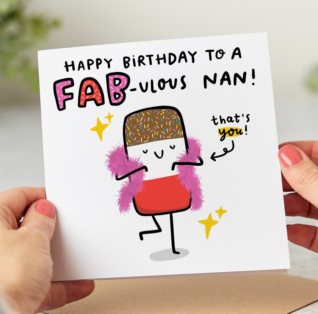 Fab Nan Birthday Card, Funny Nan Birthday Card, Happy Birthday to A ...