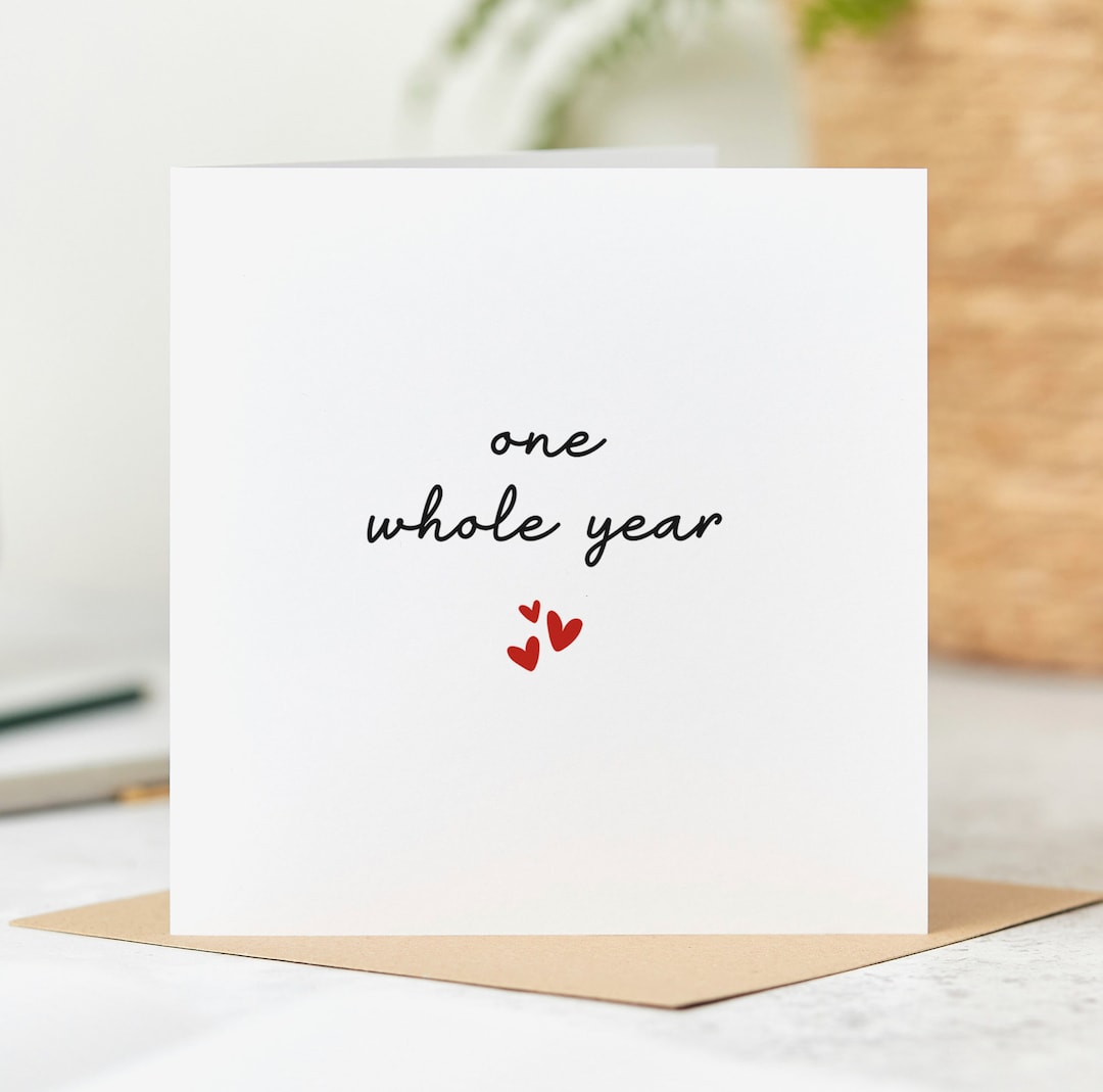 One Whole Year Anniversary Card - 1st Anniversary Card - Paper ...