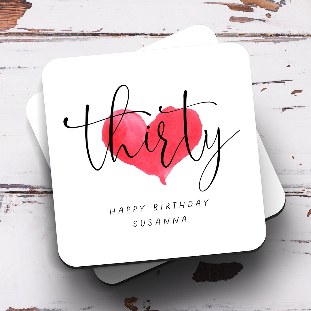 Personalised 30th Birthday Coaster, Personalised Gift, Happy 30th ...