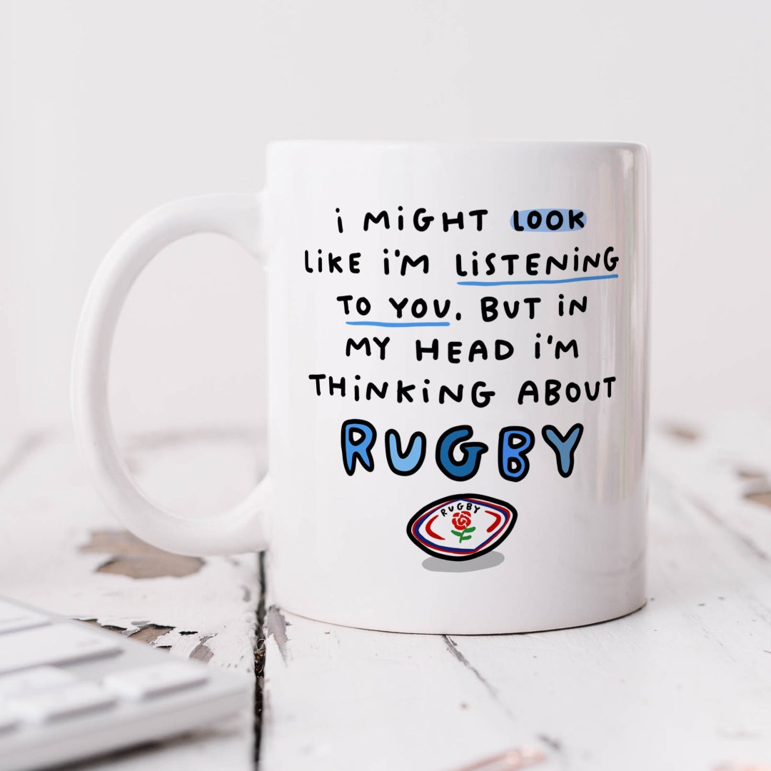 Thinking About Rugby Mug Personalised Gift, Funny Gift, Birthday Gift ...