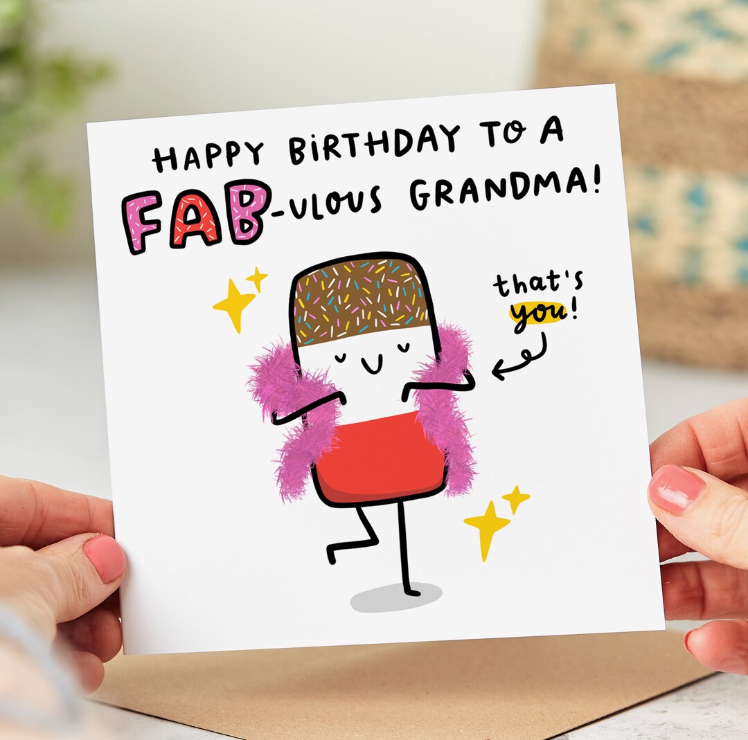 Fab Grandma Birthday Card, Funny Grandma Birthday Card, Happy Birthday ...