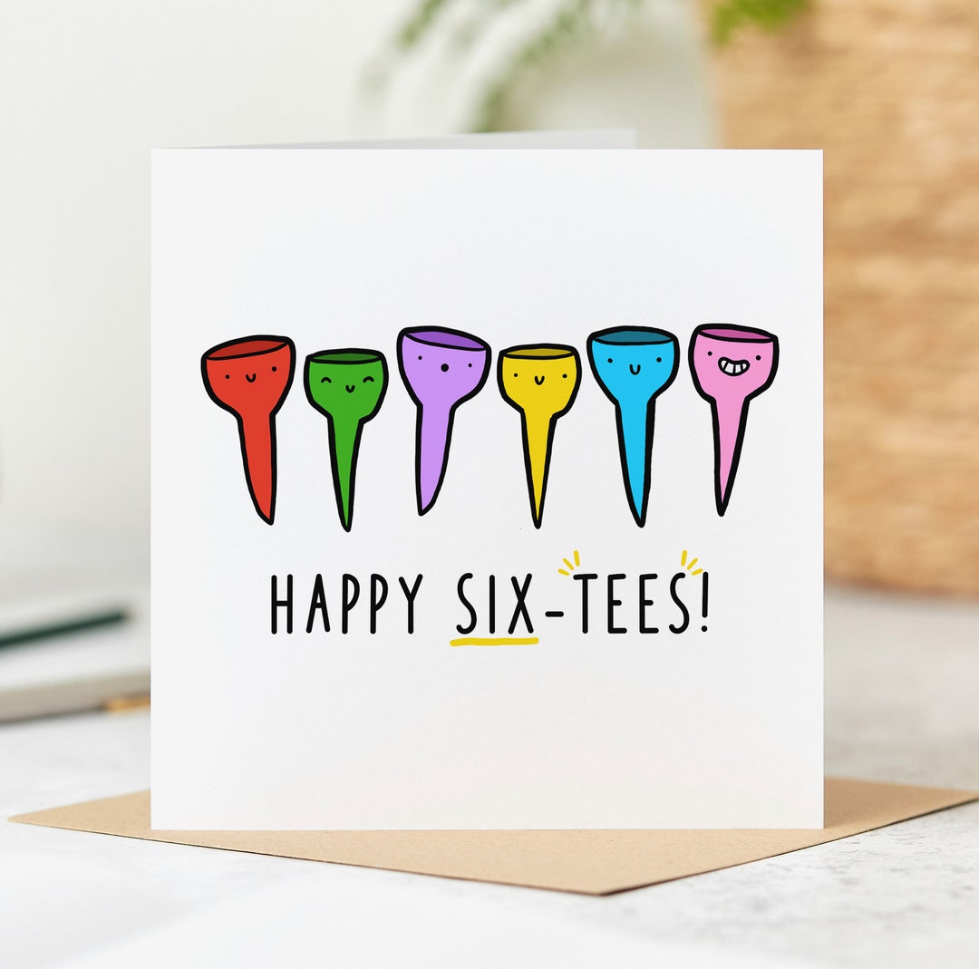 Happy Six-tees Birthday Card Funny 60th Birthday Card Funny Golf Card ...