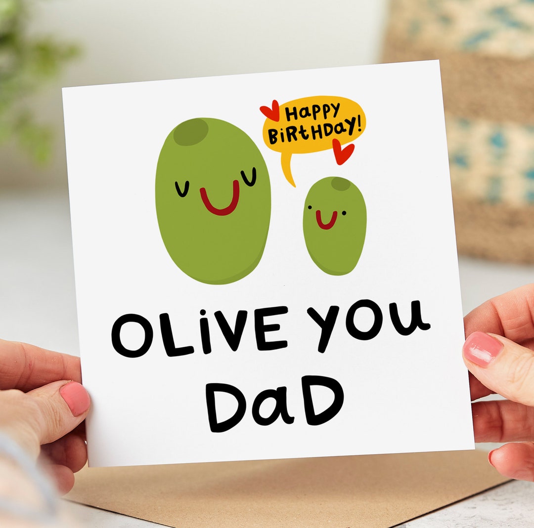 Olive You Dad, Funny Dad Birthday Card - Etsy UK