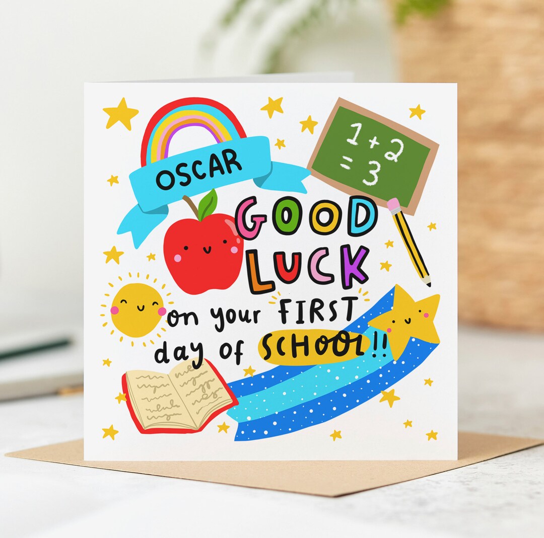 Your First Day of School Card - Personalised Good Luck Card - Etsy UK