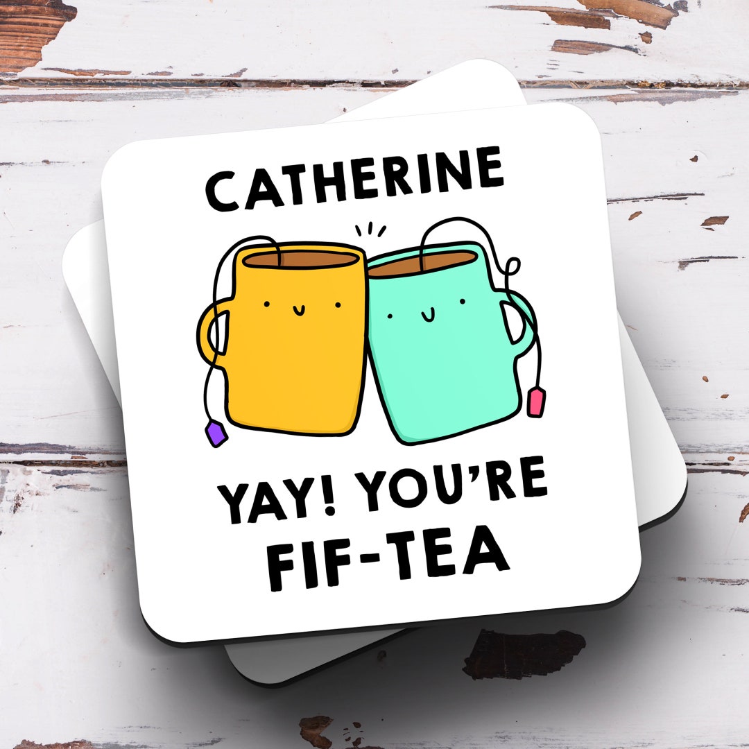 Funny 50th Birthday Coaster Personalised Gift Tea Pun Yay - Etsy