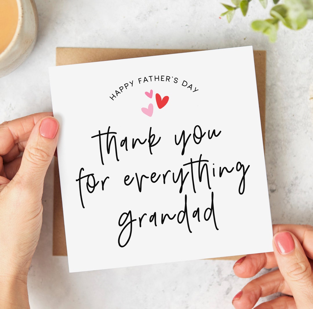 Grandad Father's Day Card Thank You for Everything Grandad Hearts ...