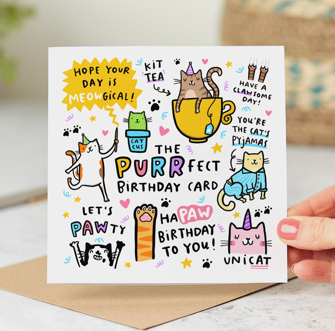 The Purr-fect Birthday Card - Funny Cat Birthday Card - the Perfect ...