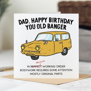 Funny Dad Birthday Card, Happy Birthday You Old Banger - Personalised ...
