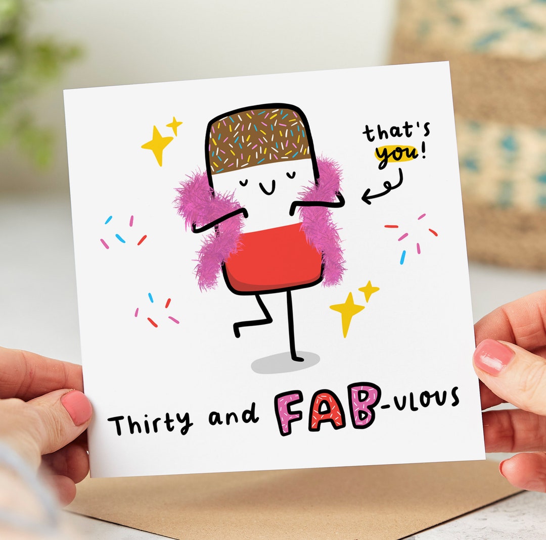 Thirty and Fabulous Birthday Card, Funny 30th Birthday Card, 30 and Fab ...