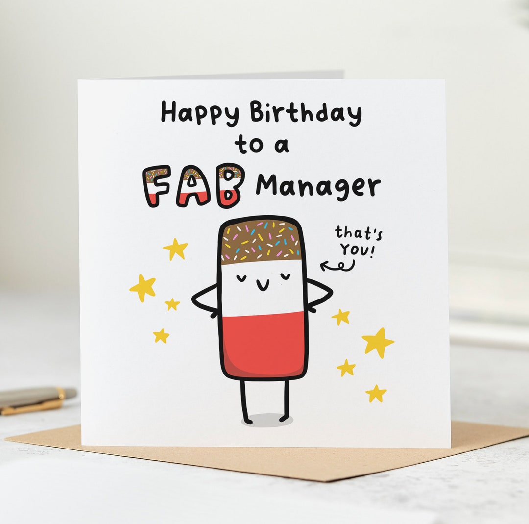 Fab Manager Birthday Card, Funny Card, Happy Birthday to A Fab Manager ...