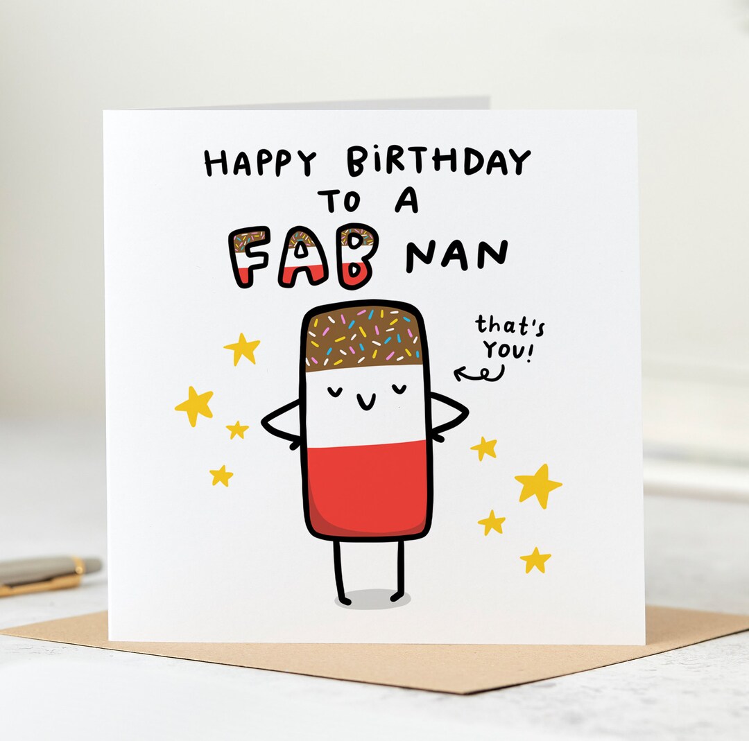 To A Fab Nan Birthday Card - Funny Nan Birthday Card - Happy Birthday ...