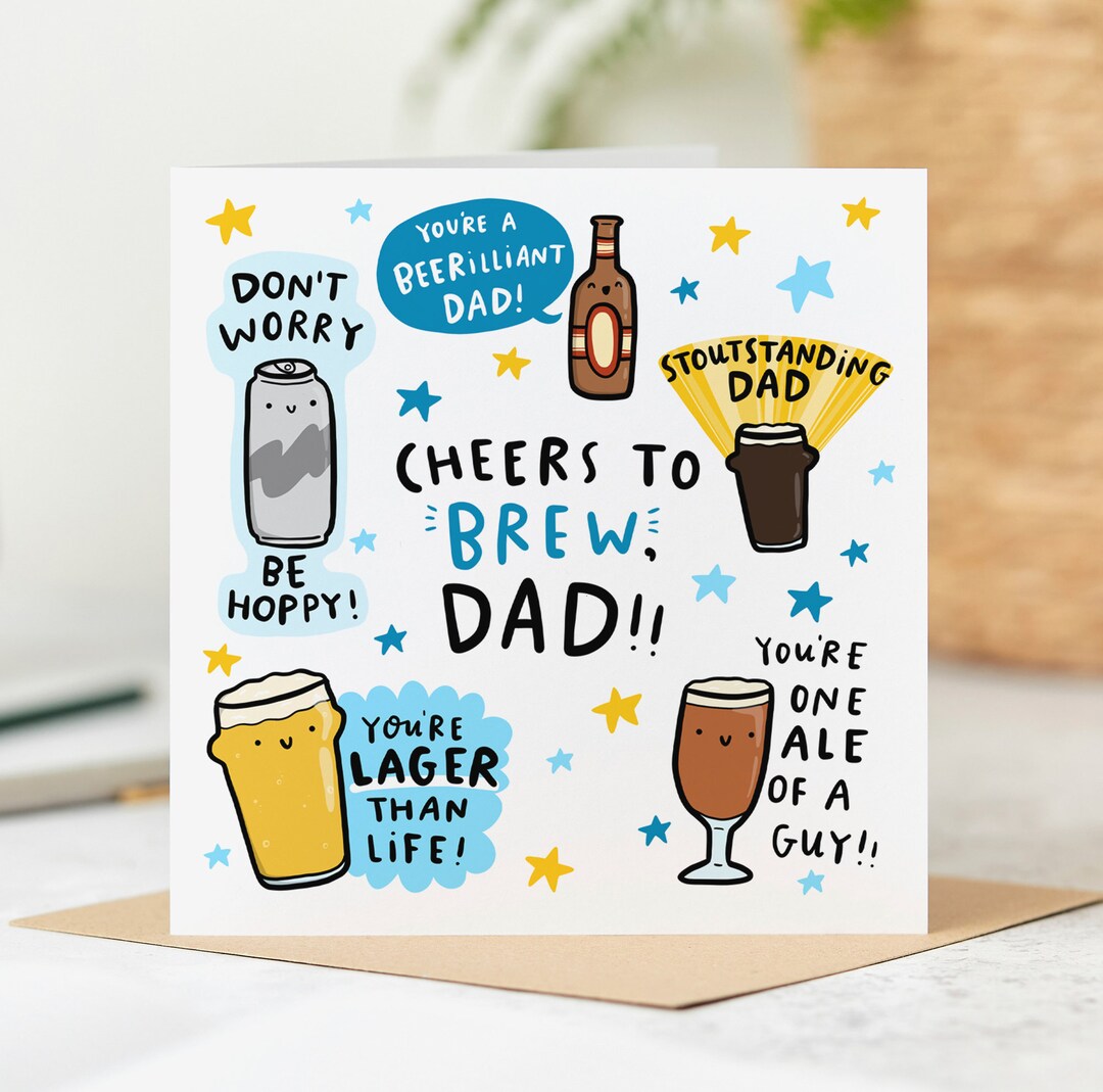 Cheers to Brew Dad - Funny Birthday Card for Dad - Personalised Card - Etsy