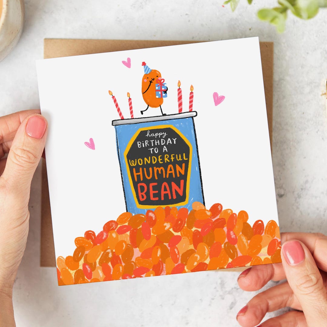 Wonderful Human Bean™ Birthday Card, Funny Birthday Card, Happy ...