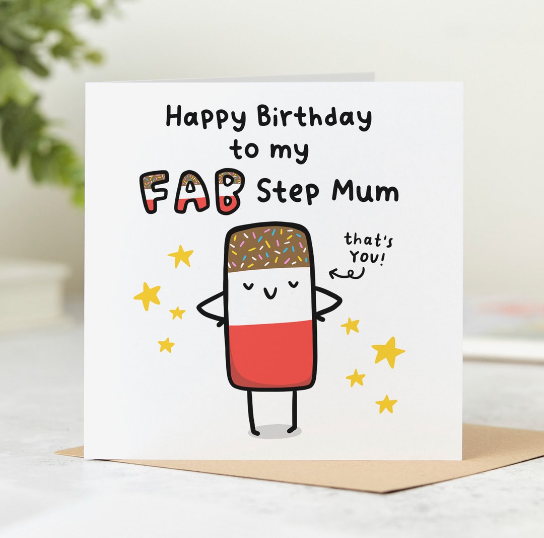 Fab Step Mum Birthday Card, Funny Birthday Card, Happy Birthday to My ...