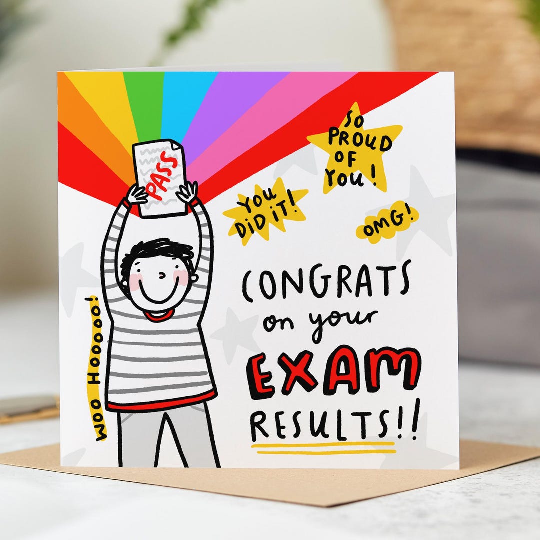 Exam Results Congrats Card, Passed Your Exams, Proud of You Card ...
