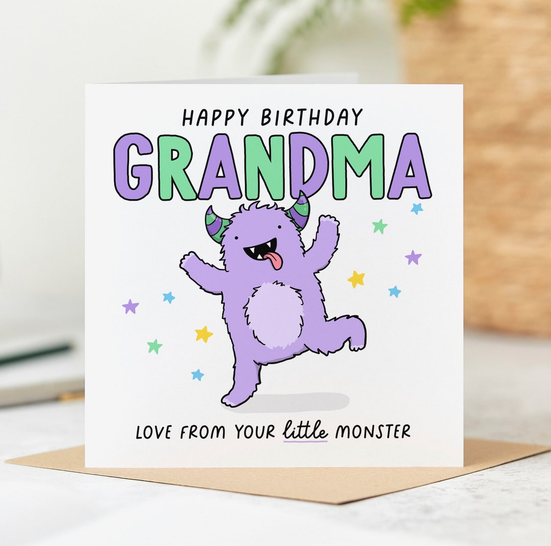 Grandma Birthday Card, Funny Card, From Your Little Monster, Monsters ...