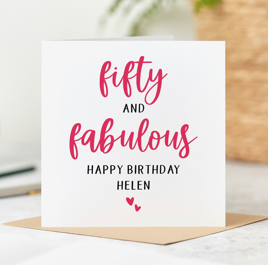 Fifty and Fabulous Birthday Card - 50th Birthday Card - Personalised ...