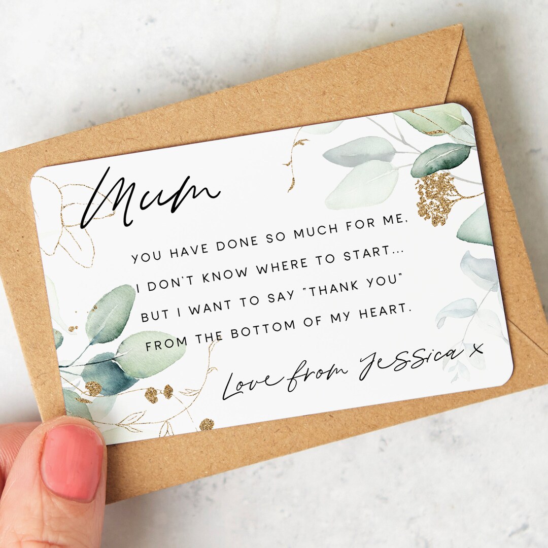 Thank You Mum Wallet Card - Personalised Gift, Keepsake, Birthday Gift ...